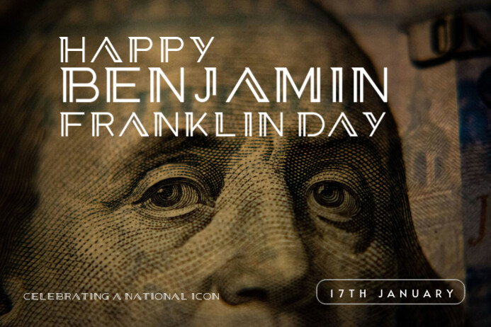 Black Joyful Benjamin Franklin Day Label Template | PosterMyWall