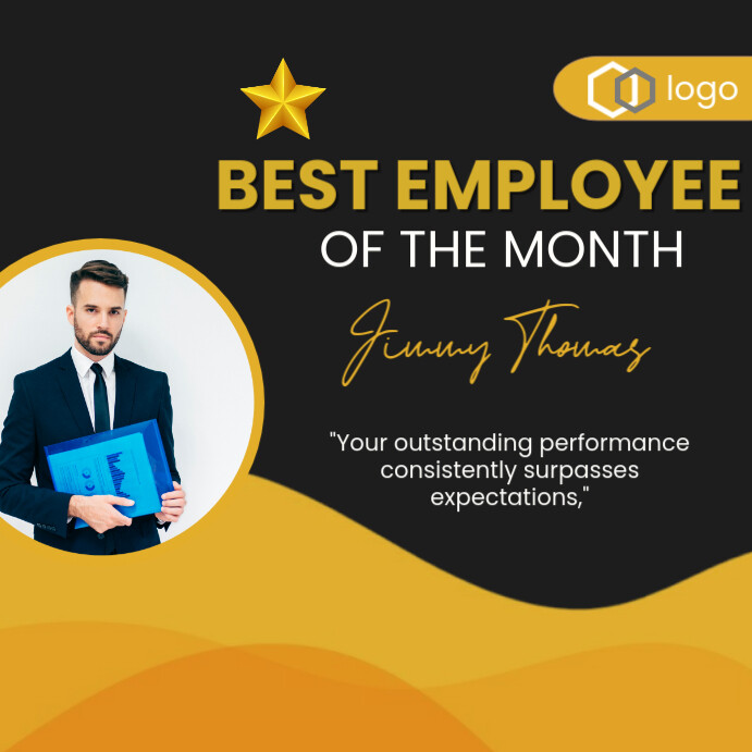 Black Joyful Best Employee Of The Month Instagram Post Template ...
