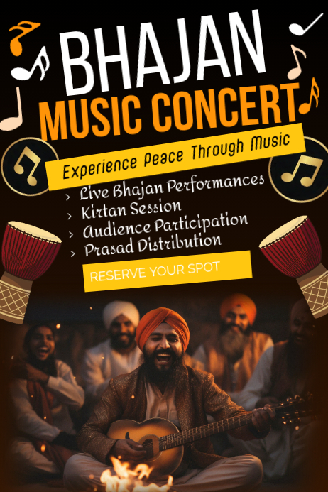Plantilla de Black Joyful Bhajan Music Concert Poster | PosterMyWall