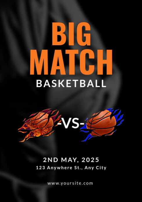 Black Joyful Big Match Basketball A2 Template | PosterMyWall