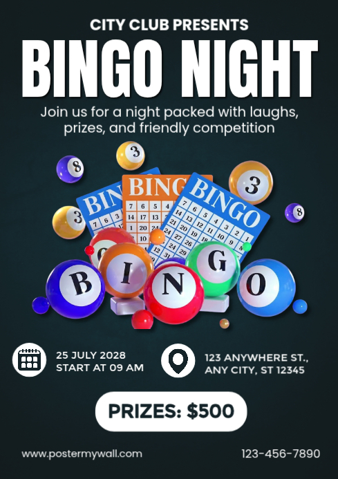 Black Joyful Bingo Night Event A4 Template | PosterMyWall