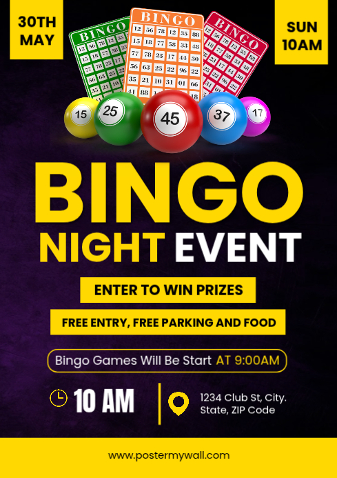 Plantilla de Black Joyful Bingo Night Event A4 | PosterMyWall