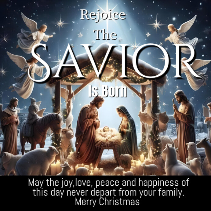 Black Joyful Birth Of Jesus Christ Instagram Post Template | PosterMyWall