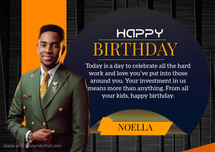 Black Joyful Birthday A4 Template | PosterMyWall