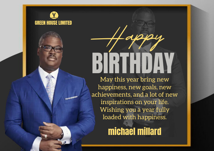 Black Joyful Birthday A4 Template | PosterMyWall