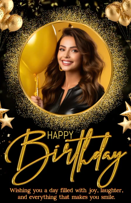 Black Joyful Birthday Half Page Wide Template | PosterMyWall