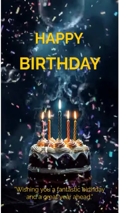 Black Joyful Birthday Party Digital Display (9:16) Template | PosterMyWall