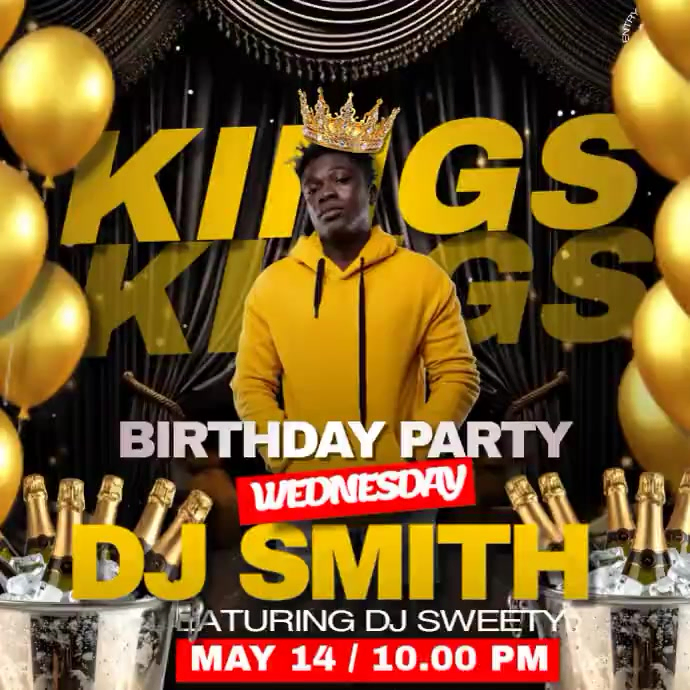 Black Joyful Birthday Party Instagram Post Video Template | PosterMyWall