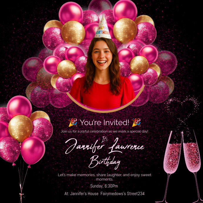 Copy of Black Joyful Birthday Party Invitation Instagram Post ...