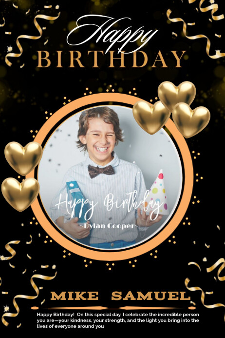 Black Joyful birthday Poster Template | PosterMyWall