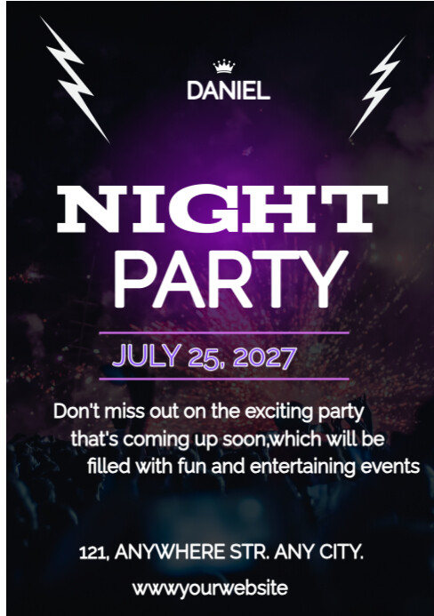 Copy of Black Joyful Black And Purple Modern Night Party Flyer A5 ...