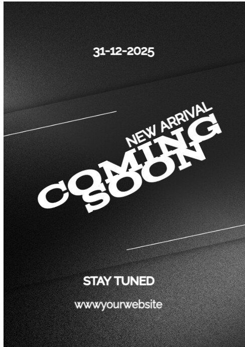 Black Joyful Black And White Modern Coming Soon Poster A5 Template ...