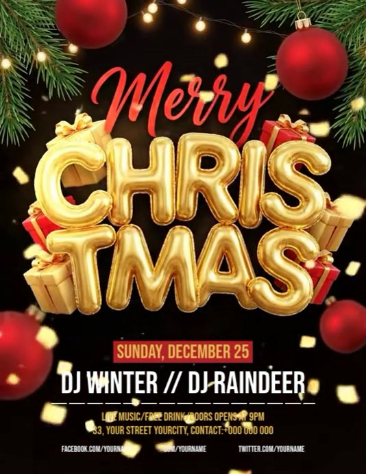 Black Joyful Black Joyful Christmas Party Instagram Post Flyer (us ...