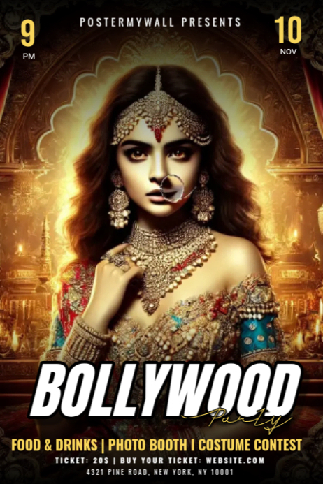 Black Joyful Bollywood Party Poster Template | PosterMyWall