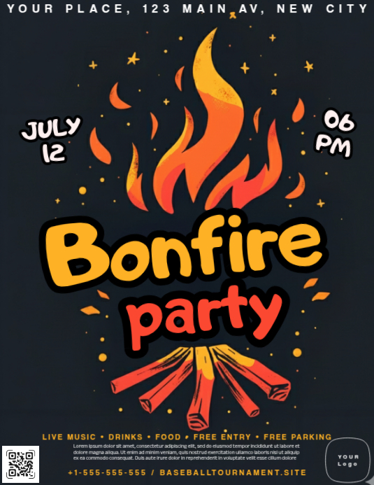 Black Joyful Bonfire Night Party Flyer Flyer (us Letter) Template ...