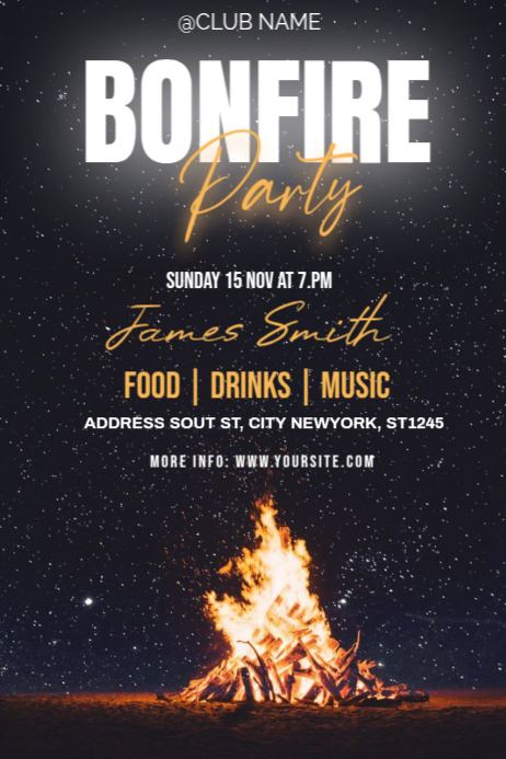 Black Joyful Bonfire Party Poster Template | PosterMyWall