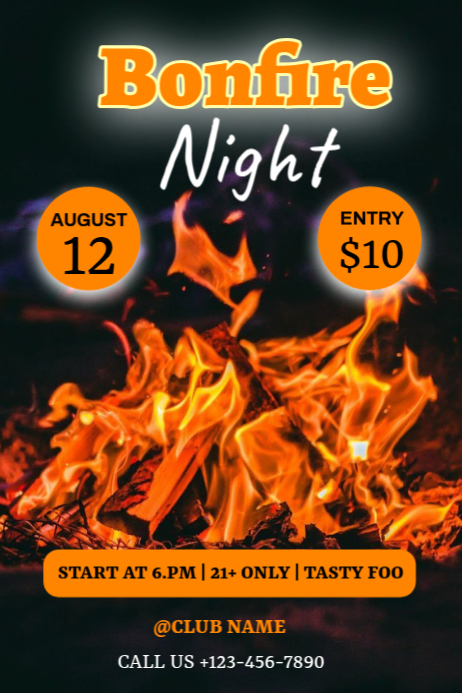 Black Joyful Bonfire Party Poster Template | PosterMyWall