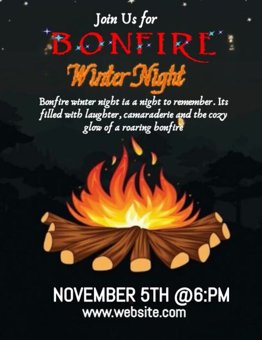 Copy of Black Joyful Bonfire Winter Night Flyer Flyer (us Letter ...