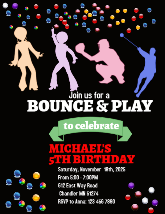 Black Joyful Bounce And Play Flyer Template | PosterMyWall