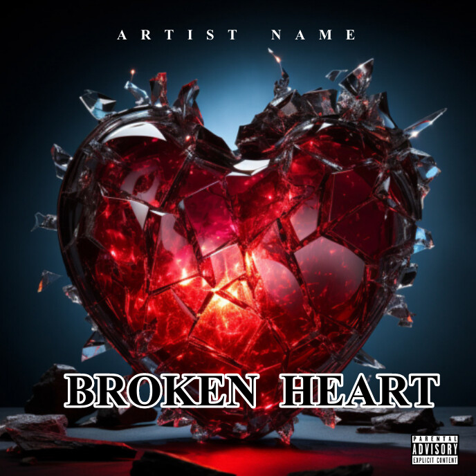 Plantilla de Black Joyful Broken Heart Album Cover | PosterMyWall