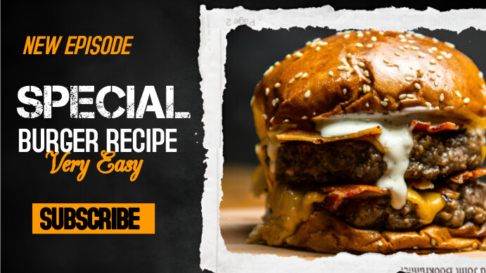 Black Joyful Burger Recipe Youtube Thumbnail Template | PosterMyWall