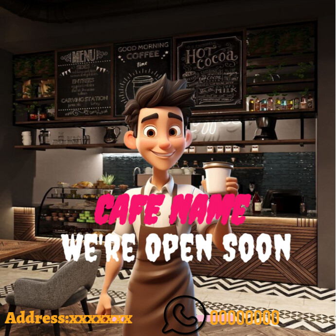 Black Joyful Cafe Opening Instagram Post Template | PosterMyWall