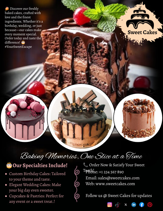 Copy of Black Joyful Cakes Baker Pastries & Confectio | PosterMyWall