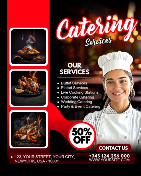 Black Joyful Catering Services Instagram Portrait Template | PosterMyWall