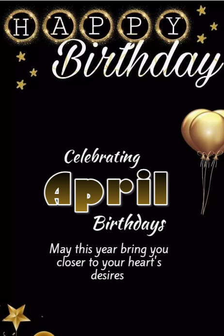 Black Joyful Celebrating April Birthdays Banner 4' × 6' Template ...