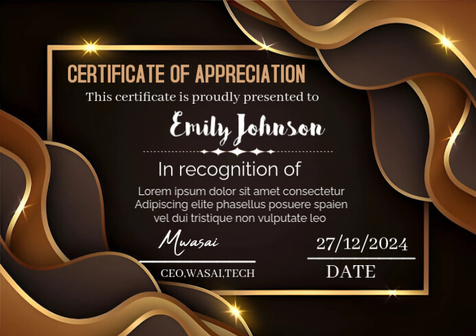 Black Joyful Certificate Of Application A4 Templat | PosterMyWall