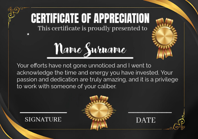 Black Joyful Certificate Of Application A4 Template | PosterMyWall