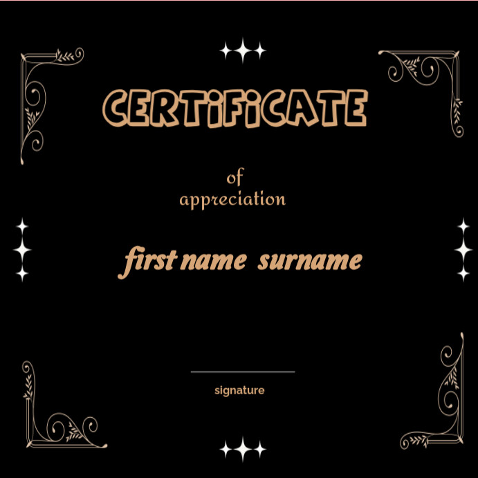 Plantilla de Black Joyful Certificate Template Instagram Post ...