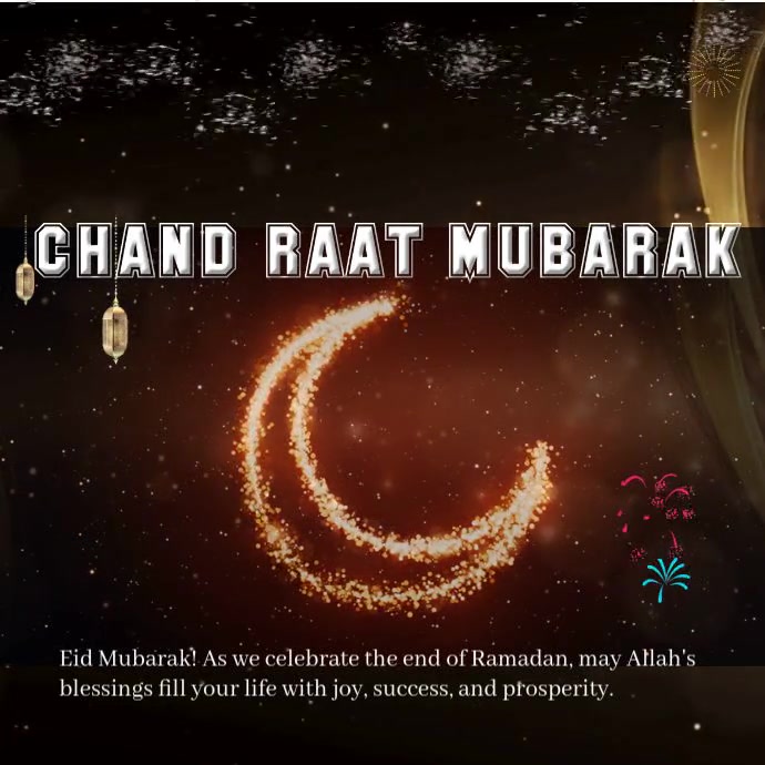 Black Joyful Chand Raat Mubarak Instagram Post Template | PosterMyWall