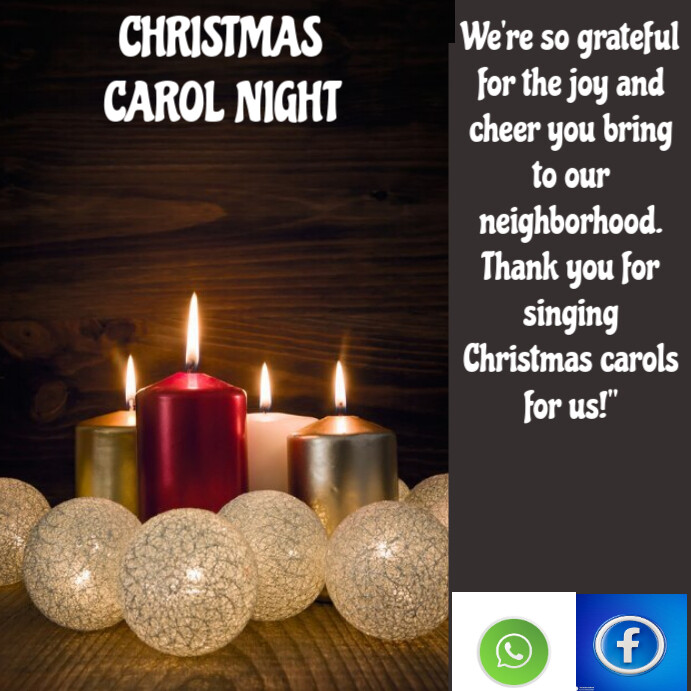 Black Joyful Christmas Carol Night Instagram Post Templat | PosterMyWall