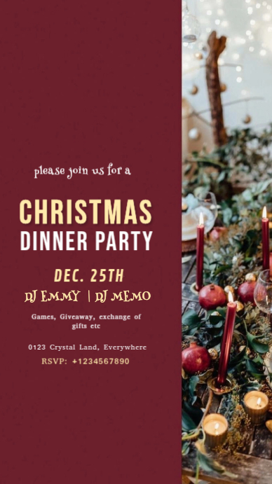 Black Joyful Christmas Dinner Party Invitation Whatsapp Status Template ...