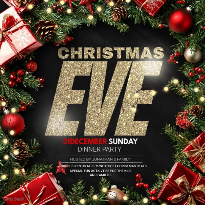 Black Joyful Christmas Eve Instagram Post Template | PosterMyWall