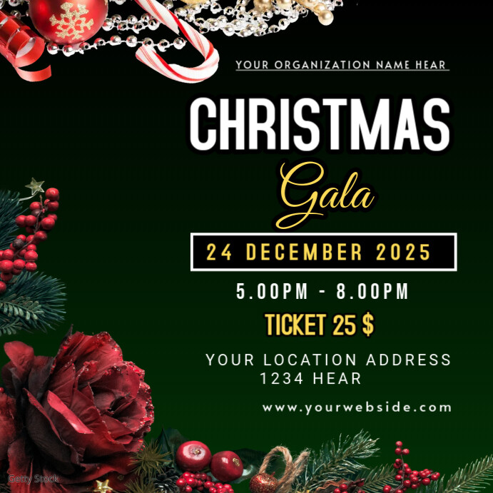 Copy of Black Joyful Christmas Gala Square (1:1) | PosterMyWall