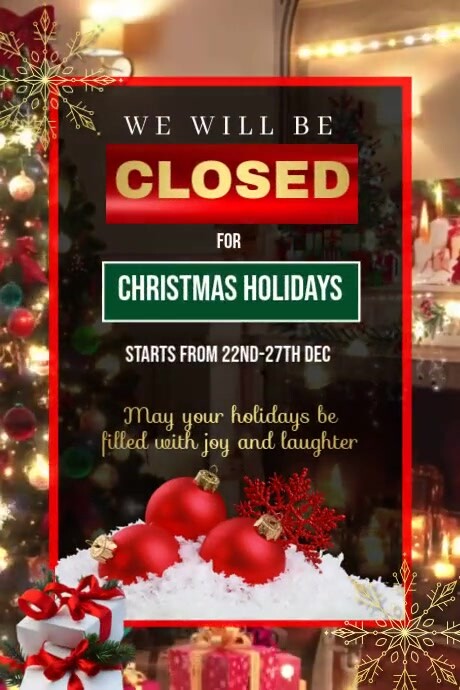 Black Joyful Christmas Holidays Notice Poster Template | PosterMyWall