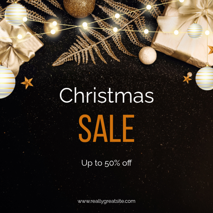 Black Joyful Christmas Sale Poster Instagram Post Template | PosterMyWall