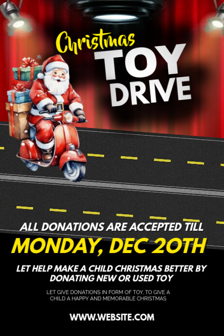 Black Joyful Christmas Toy Drive Poster Template | PosterMyWall