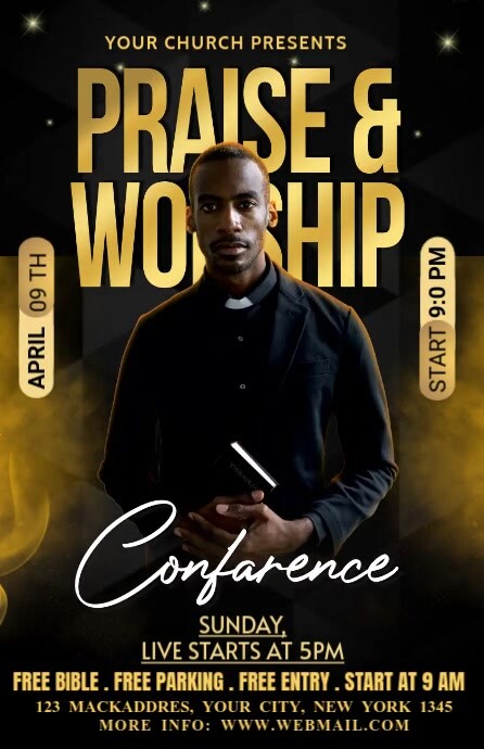 Black Joyful Church, Half Page Wide Template | PosterMyWall