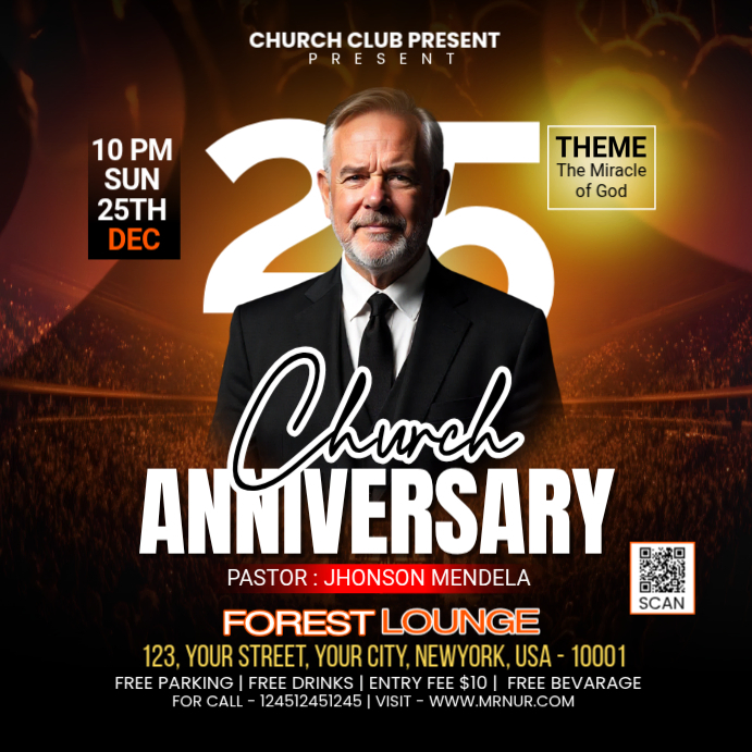 Black Joyful Church Anniversary Instagram Post Template | PosterMyWall