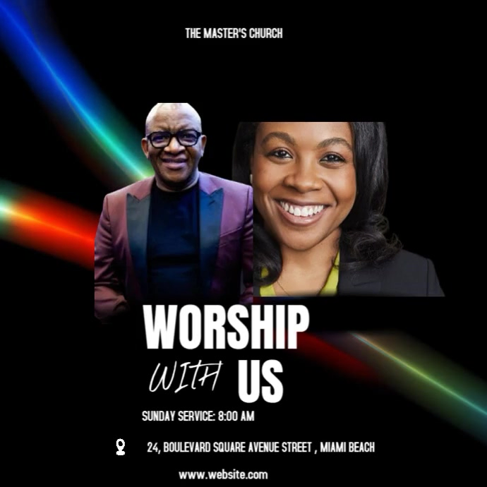 Black Joyful Church Worship Service Flyer Instagram Post Template ...