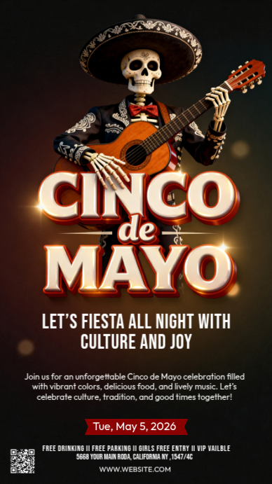Black Joyful Cinco de Mayo Celebration Instagram Story Template ...