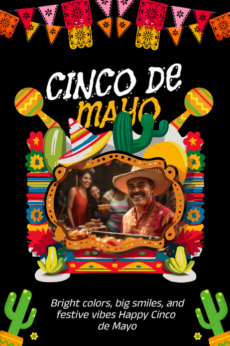 Plantilla de Black Joyful Cinco de Mayo Celebration Poster | PosterMyWall
