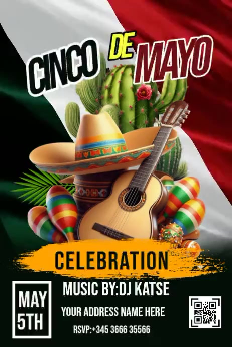 Plantilla de Black Joyful Cinco de Mayo Celebration Poster Video ...