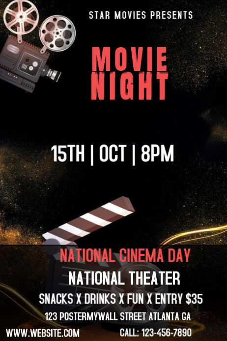 Plantilla de Black Joyful Cinema Day Design Poster | PosterMyWall