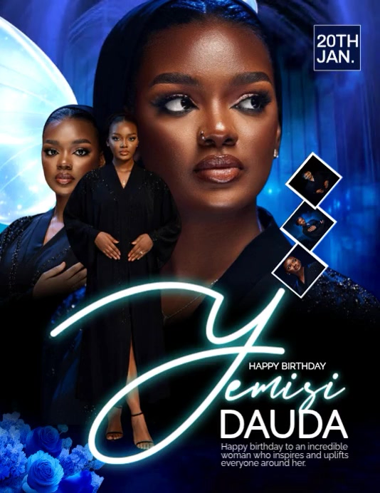 Black Joyful Classic Women Birthday Flyer (us Letter) Template ...