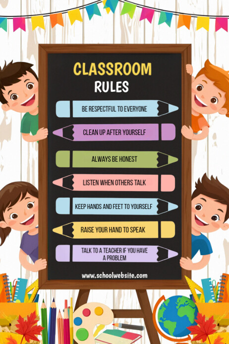 Black Joyful Classroom Rules Educational Poster Poster Template ...