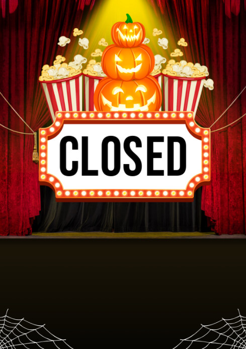 Black Joyful Closed On Halloween A4 Template | PosterMyWall